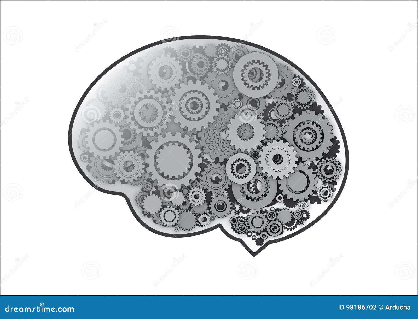 Gears in brain stock illustration. Illustration of combination - 98186702