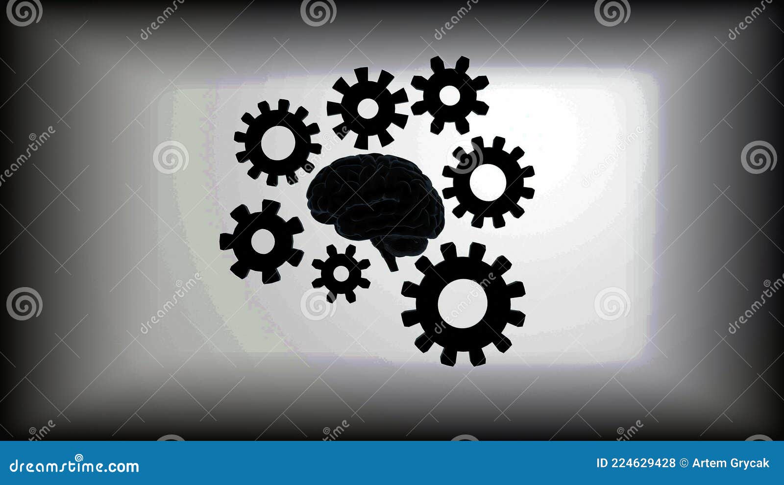 Gears and Brain stock photo. Image of machine, abstract - 224629428