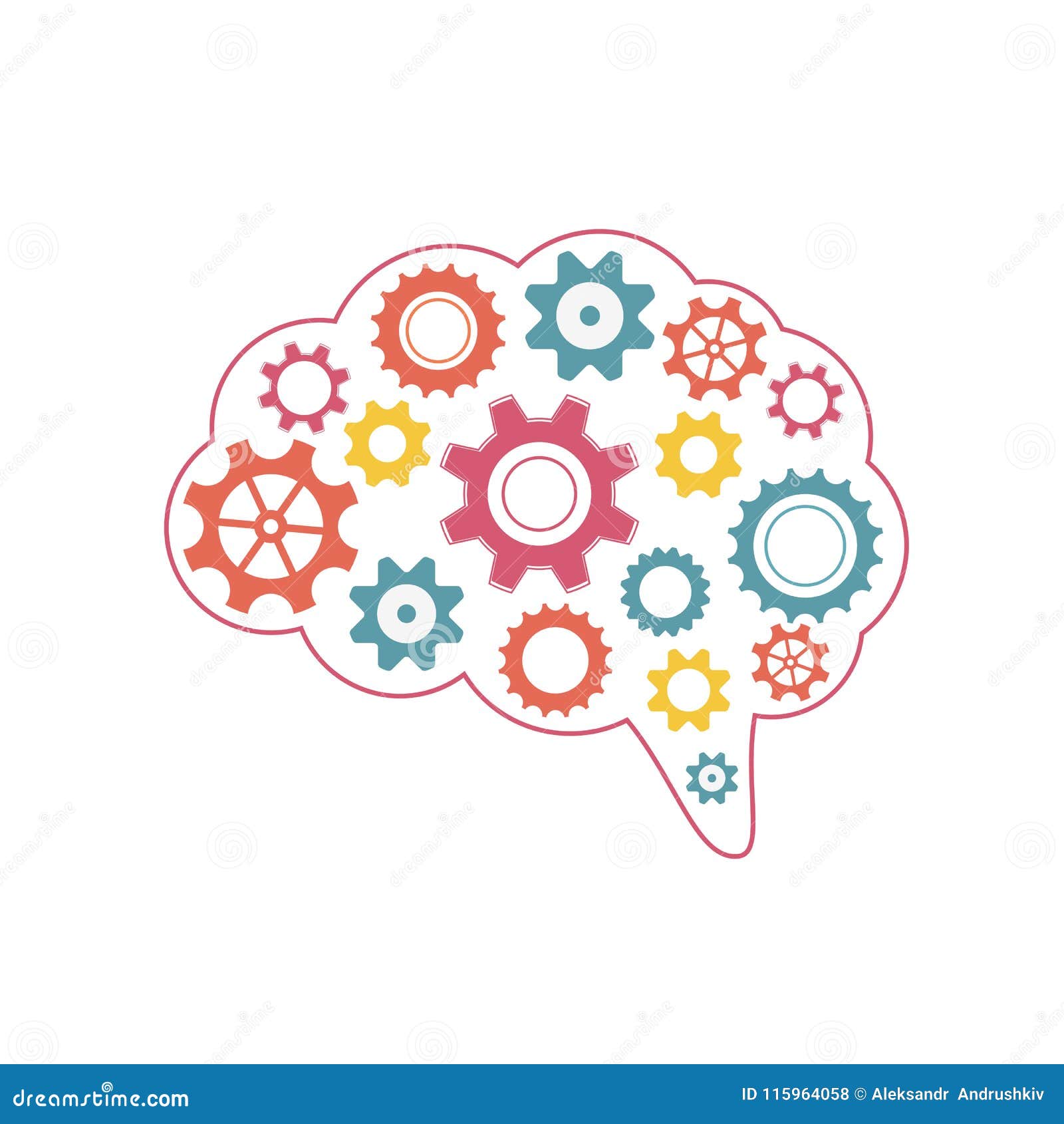 Gears brain stock vector. Illustration of object, shape - 115964058