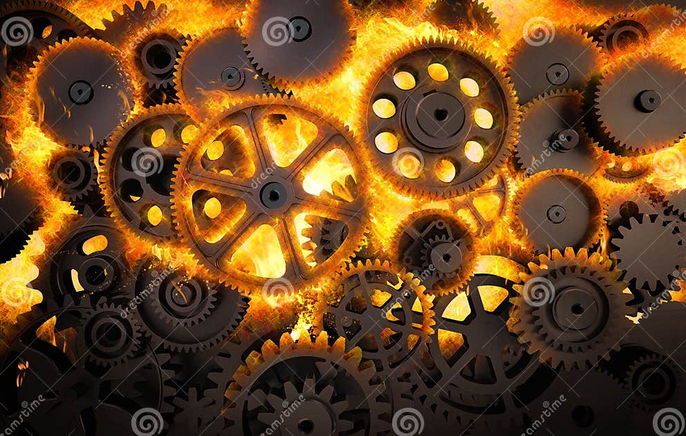 Gears burning stock illustration. Illustration of gears - 91037248