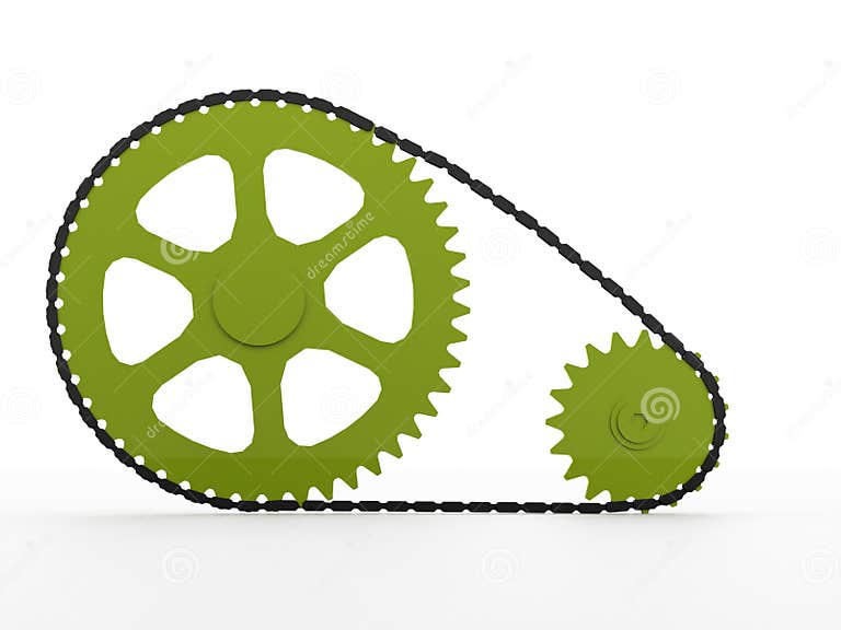 Gears with Chain Concept Rendered Stock Illustration - Illustration of ...