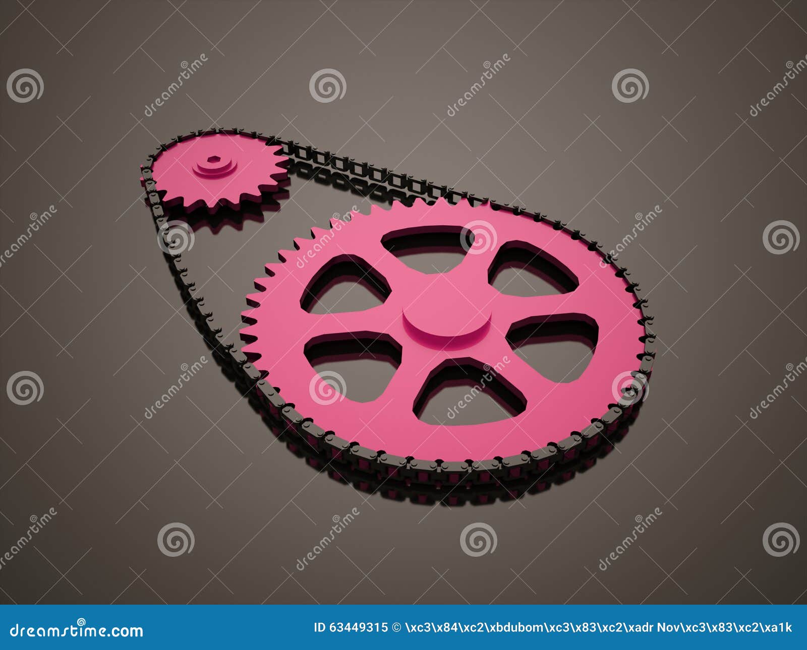 Gears with Chain Concept Rendered Stock Illustration - Illustration of ...