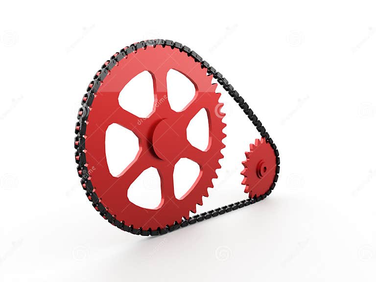 Gears with Chain Concept Rendered Stock Illustration - Illustration of ...
