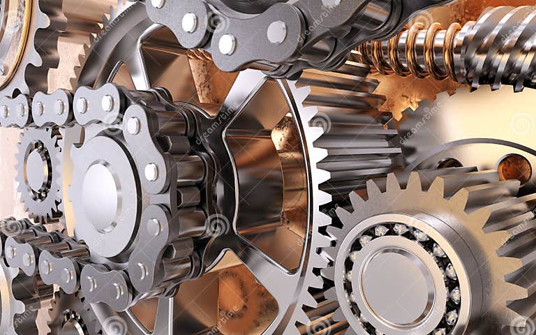 Gears with chain stock image. Image of component, business - 89463027
