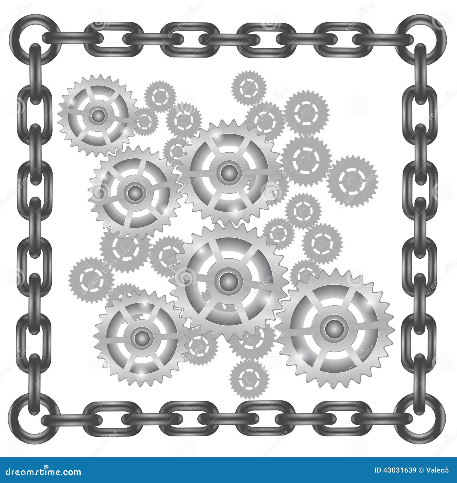 Gears in chain frame stock vector. Illustration of clock - 43031639