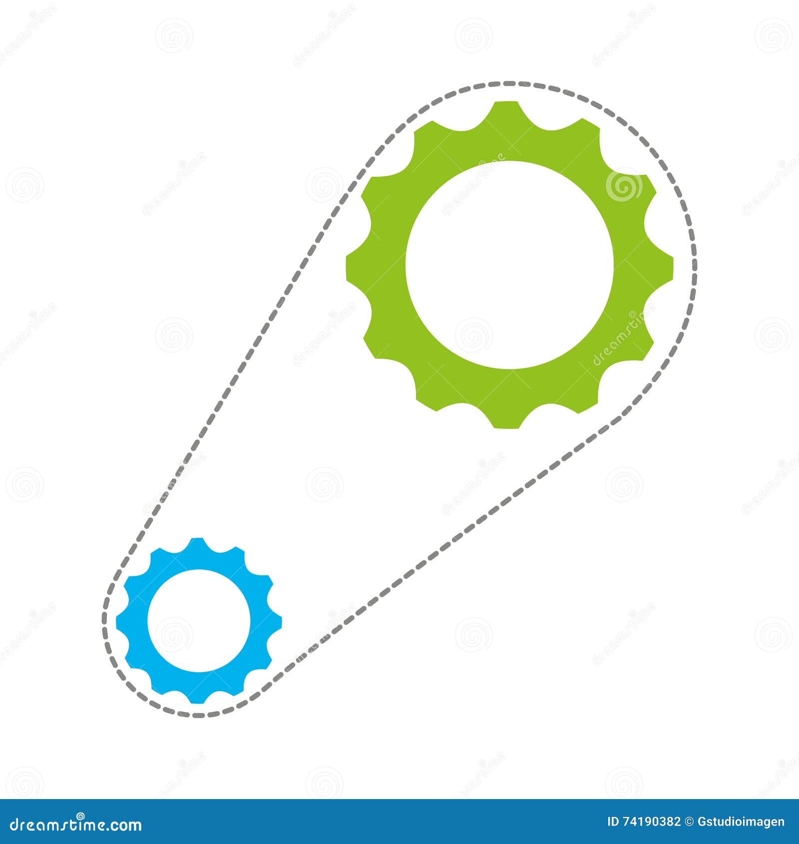 Gears with Chain Isolated Icon Design Stock Illustration - Illustration ...