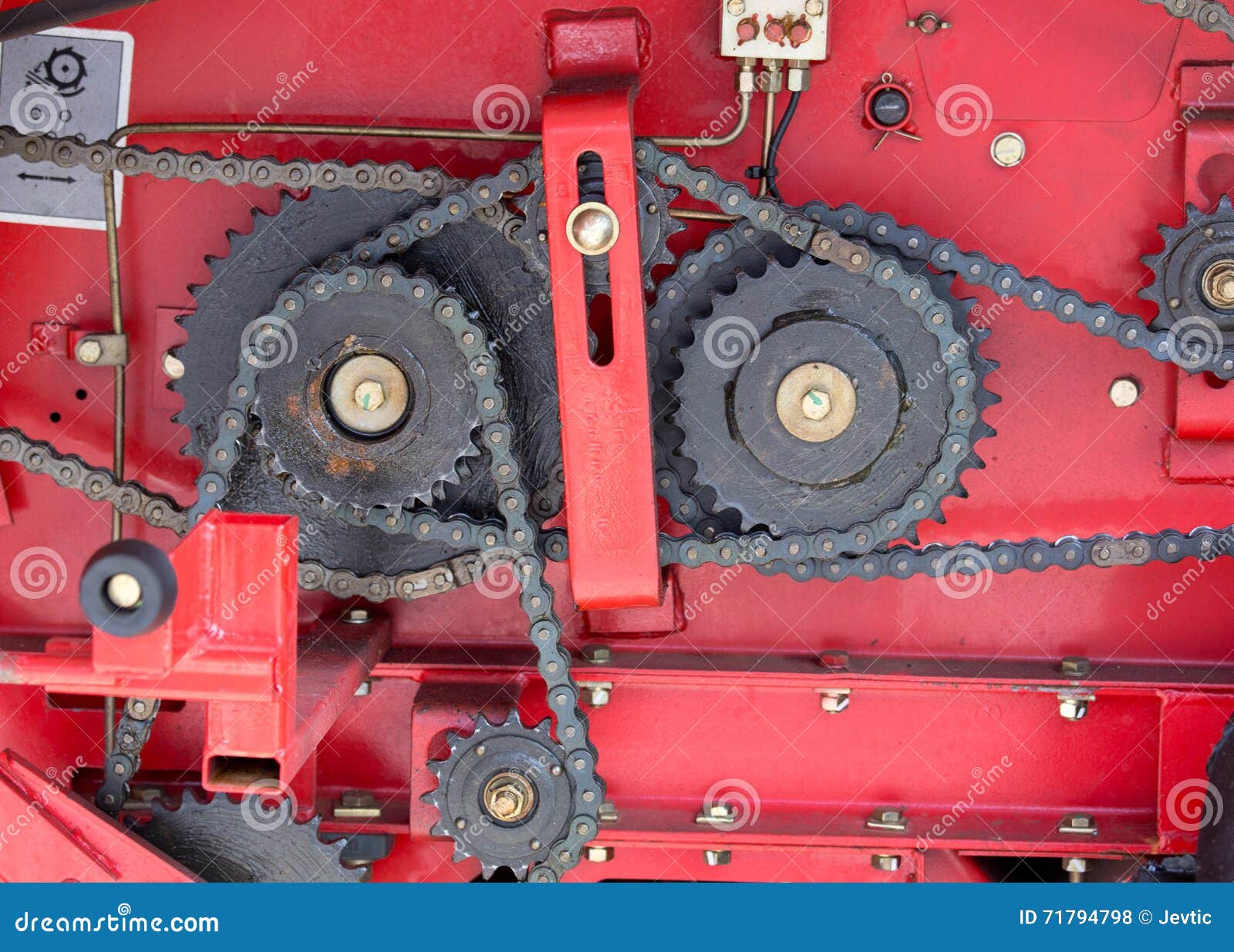 Gears and Chains on Red Background Stock Photo - Image of complexity ...