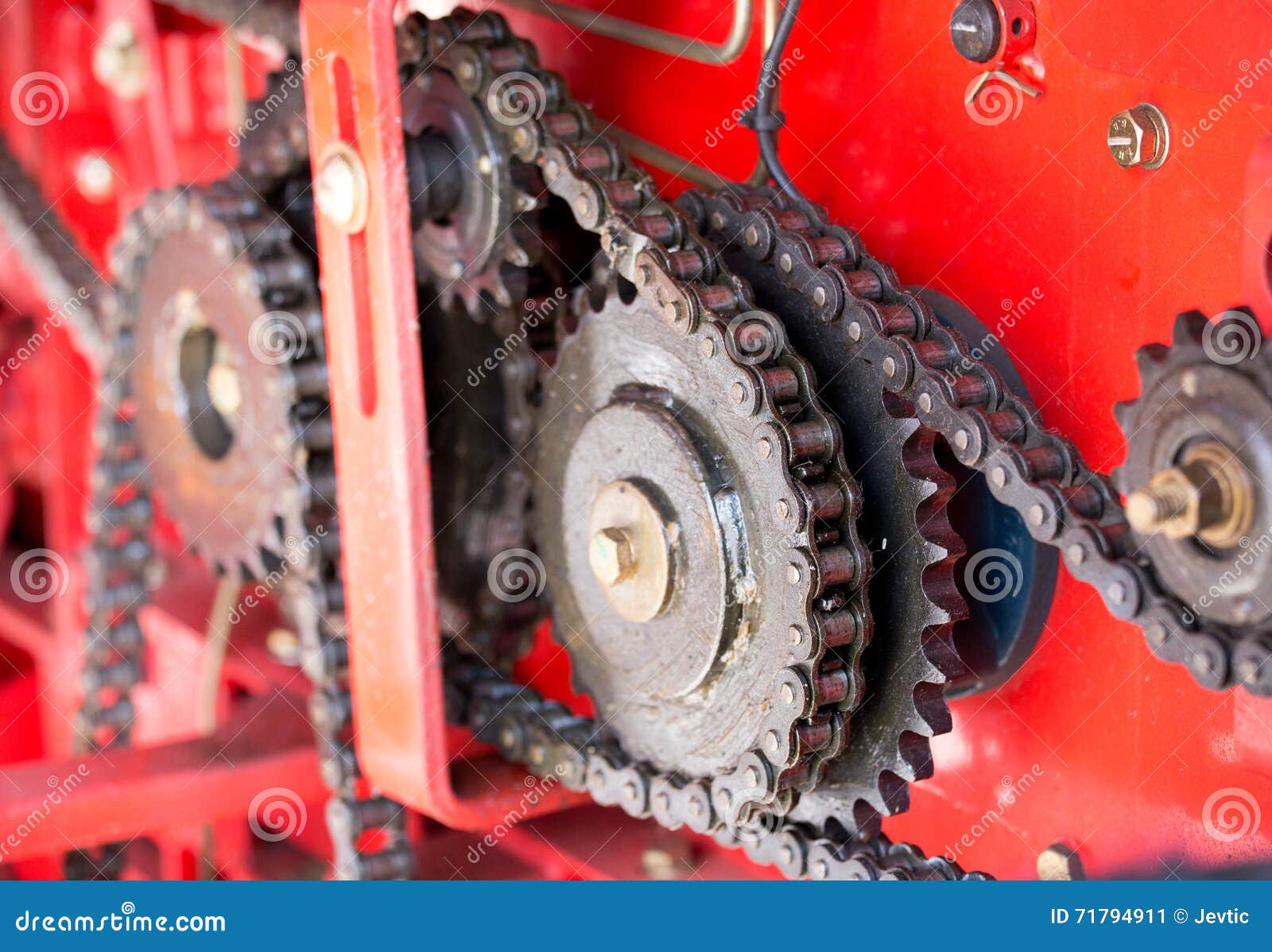 Gears and Chains on Red Background Stock Image - Image of gear, circle ...