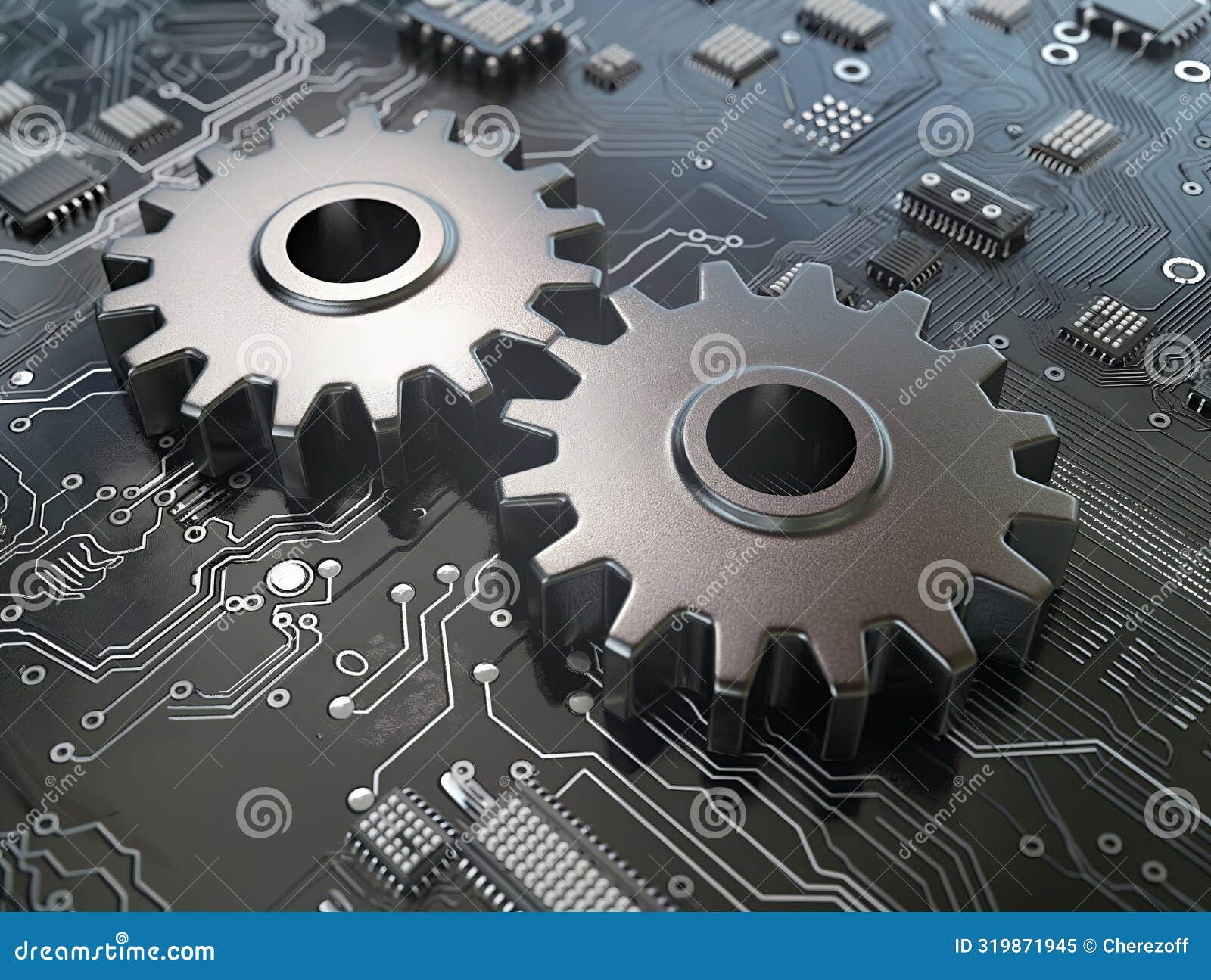 Gears on Circuit Board Representing Technology Integration Stock Image ...