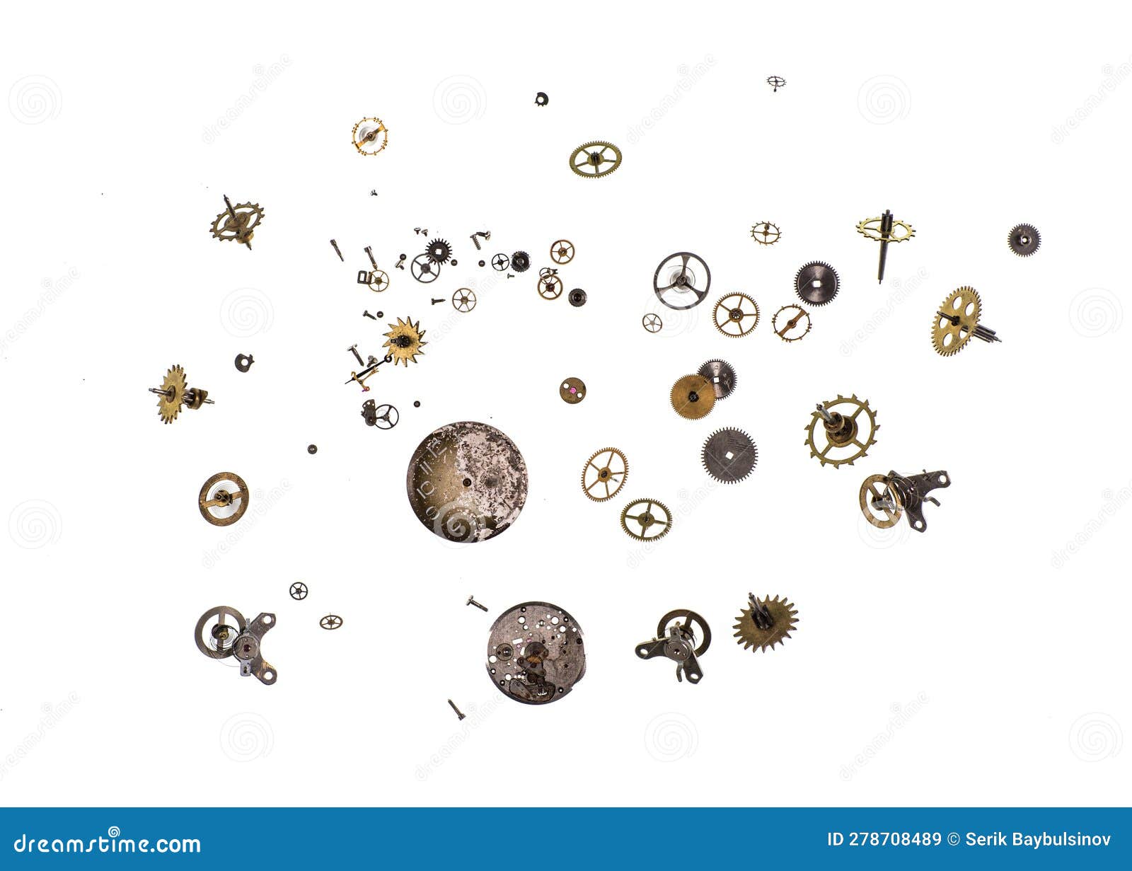 Gears and Clock Details on a White Stock Image - Image of clock, brass ...