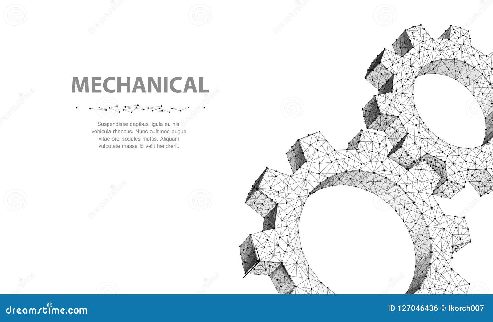 Gears. Closeup Abstract Vector Wireframe Two Gear. 3d Illustration ...