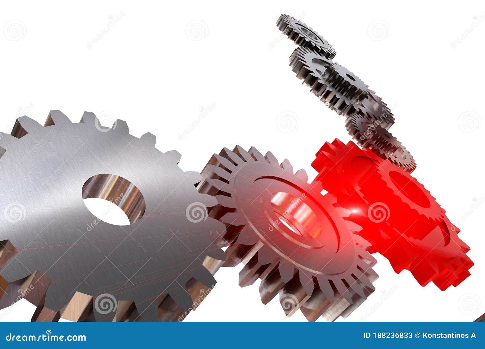 Gears Cog One Red Outstanding - 3d Rendering Stock Illustration ...