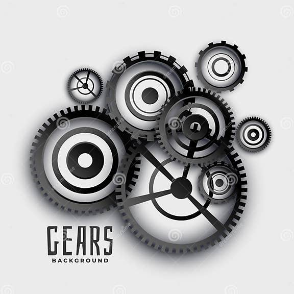 Gears and Cog Wheels in 3d Style Background Stock Vector - Illustration ...