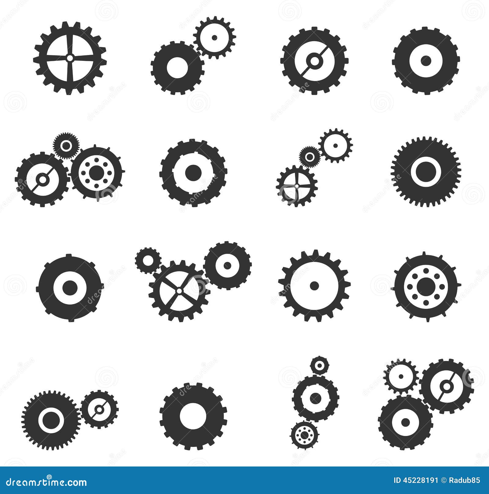 Gears and Cog Wheels Icons Set Stock Vector - Illustration of ...
