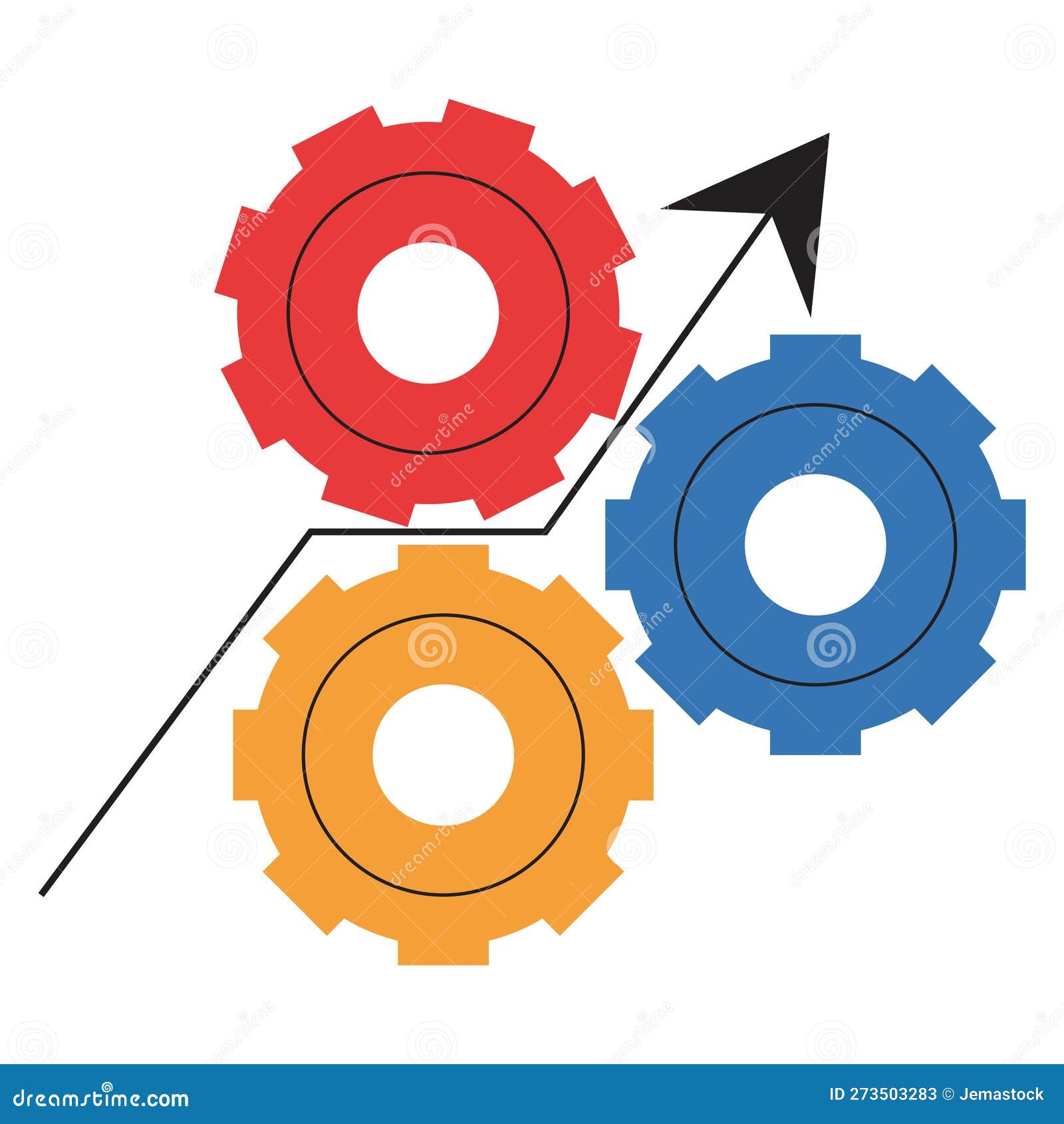 Gears cogs with arrow stock vector. Illustration of engine - 273503283