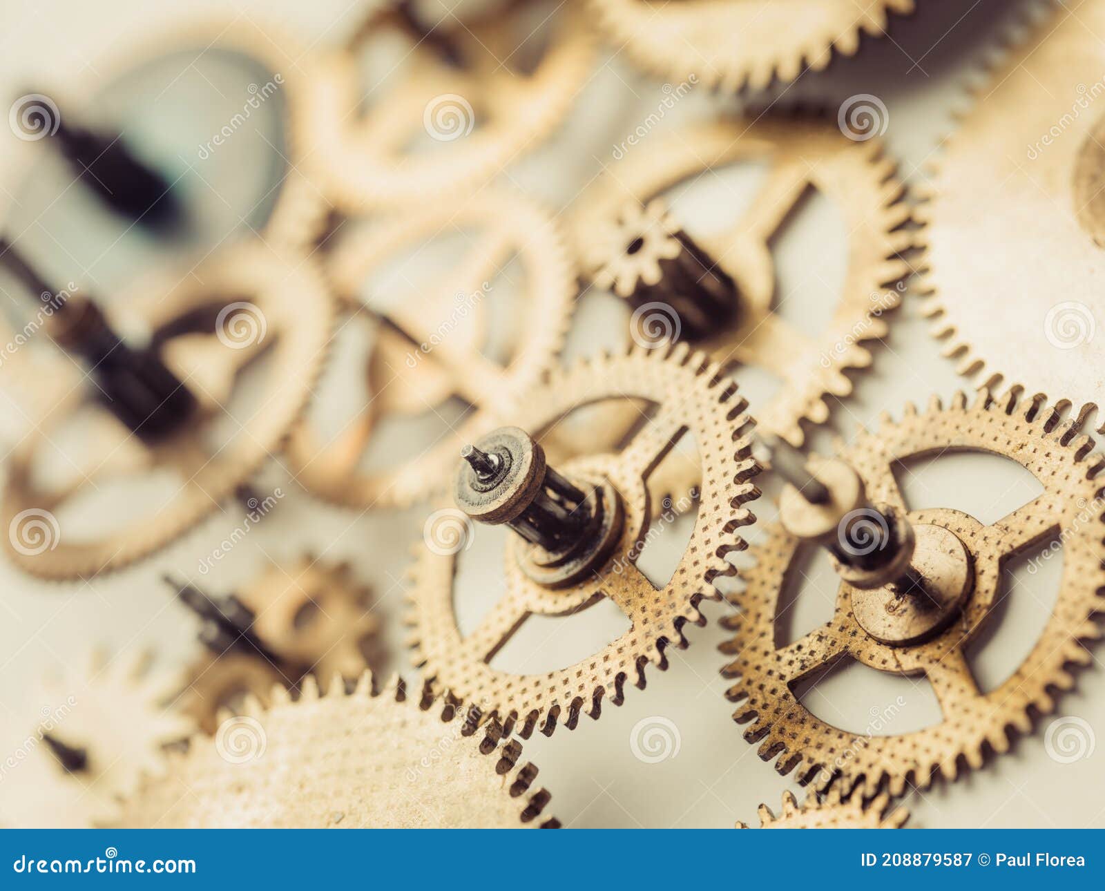 Gears and cogs clock stock image. Image of copper, metal - 208879587