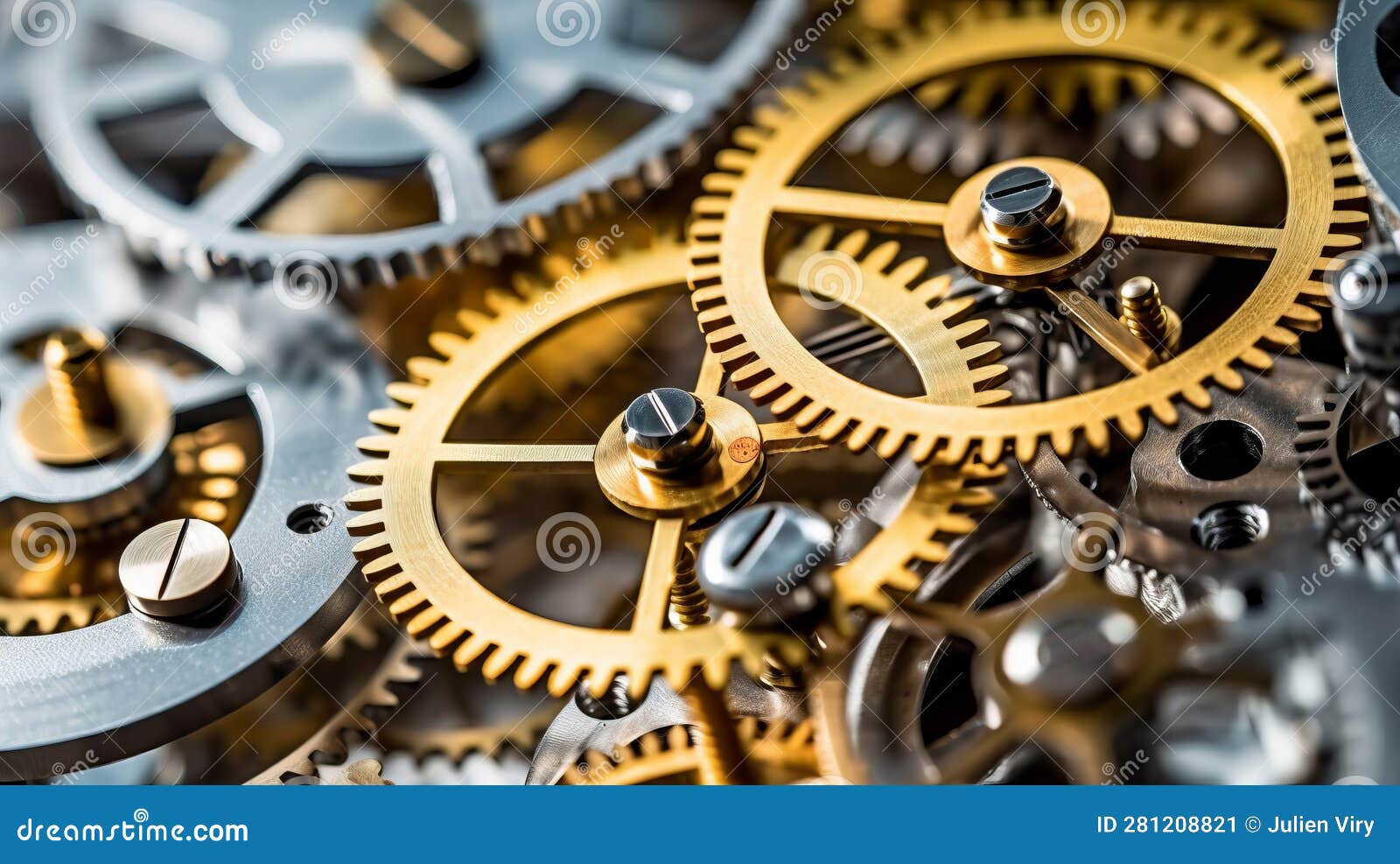 Gears and Cogs in Clockwork Watch Mechanism Extreme Close-up View Stock ...