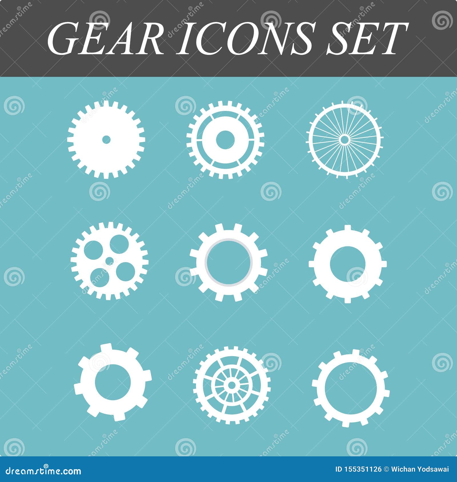 Gears and Cogs Flat Icons Set in Vector Concept Design Illustration on ...