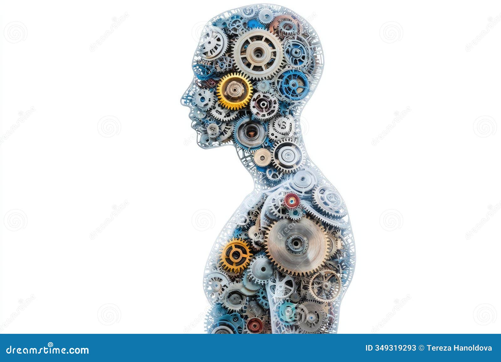 Human Body Silhouette Filled with Interlocking Gears Representing ...