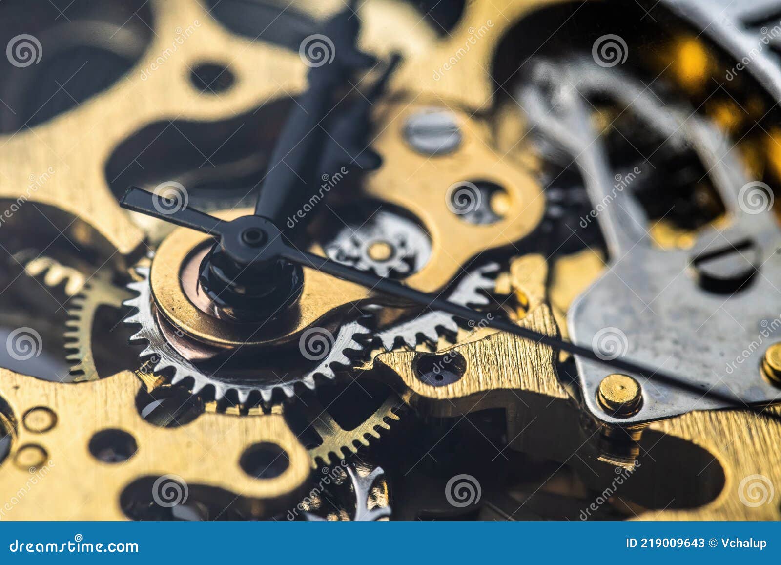 Gears and Cogs Inside Clock. Close-up View on Retro Watches. Stock ...