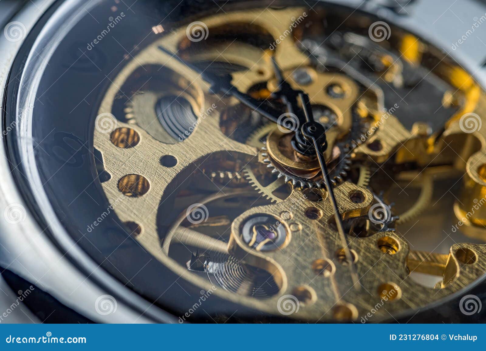 Gears and Cogs Inside Clock. Close-up View on Retro Watches. Stock ...