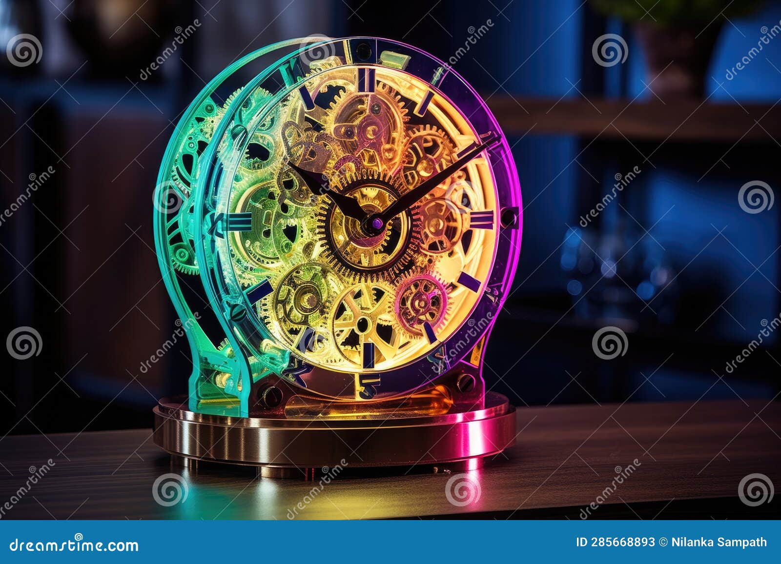 Gears and Cogs Mechanism Inside the Glass Clock, Generative AI Stock ...