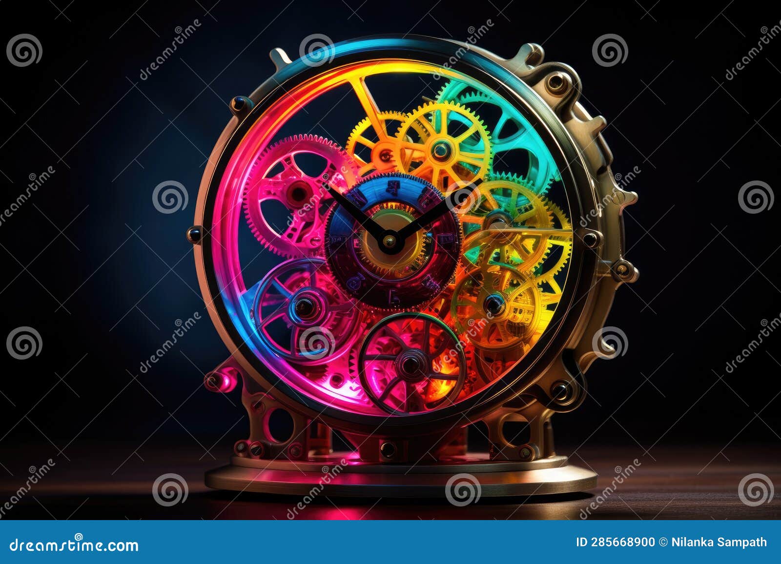 Gears and Cogs Mechanism Inside the Glass Clock, Generative AI Stock ...