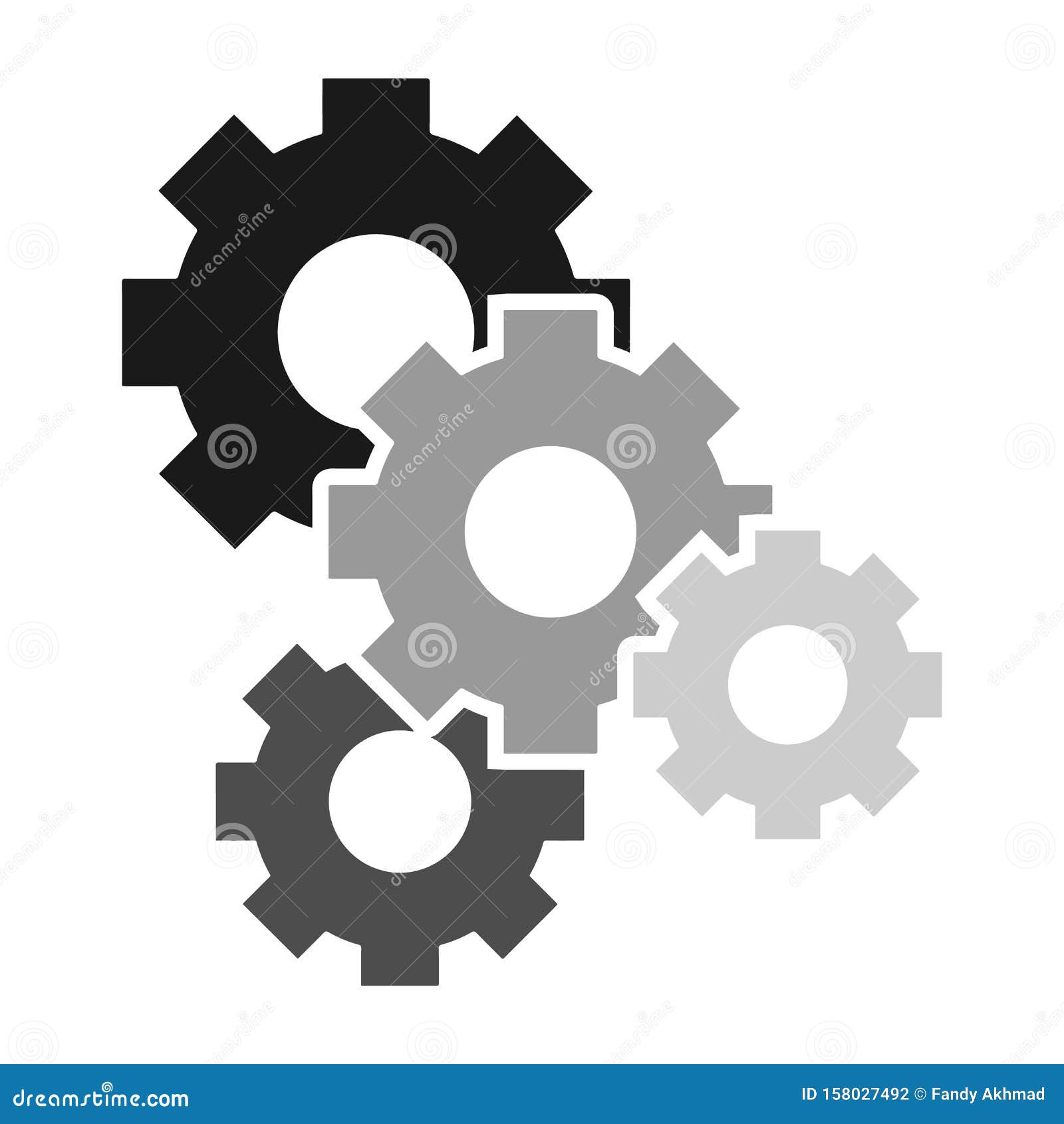 Gears and Cogs Vector Illustration in Black and White Styles Stock ...
