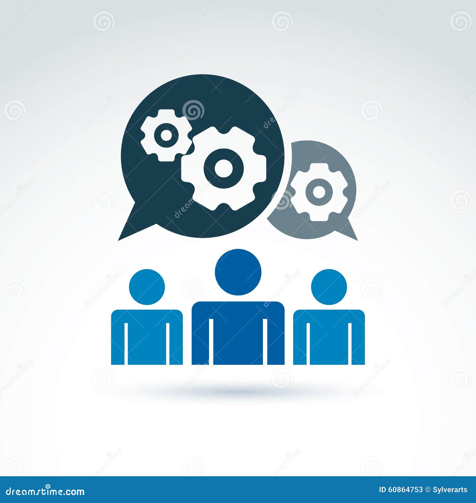 Gears and Cogs Working Team System Theme Icon, Dialogue Stock Vector ...