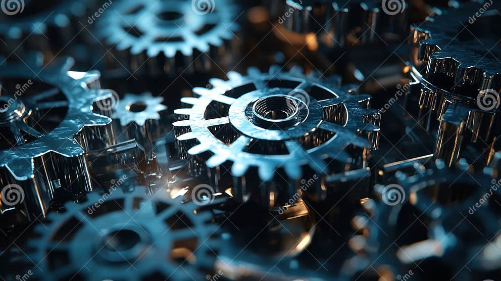 Gears and Cogs Working Together, Symbolizing a Complex Mechanical Stock ...