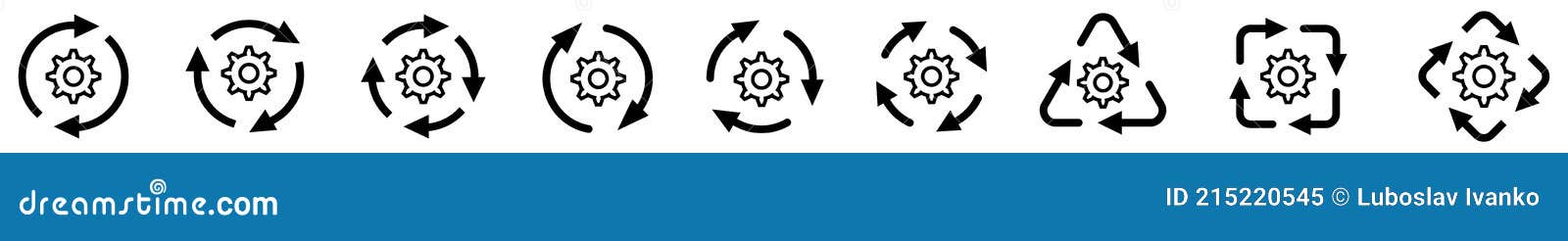 Gears Cogwheel Icon in Arrows Forming Cycle, Two Three and Four Arrow ...