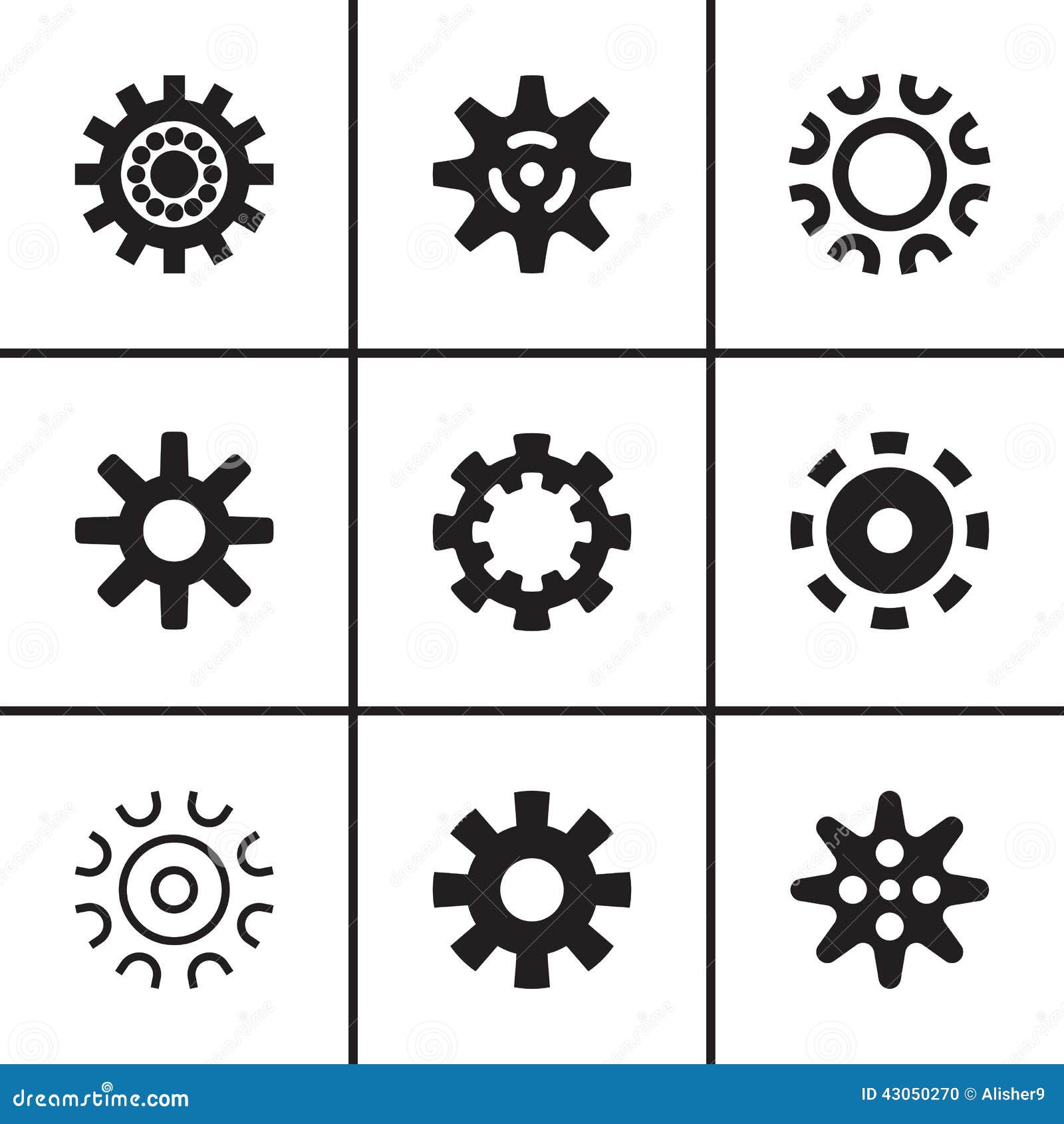Gears and Cogwheel Icons Set Stock Vector - Illustration of cogwheel ...
