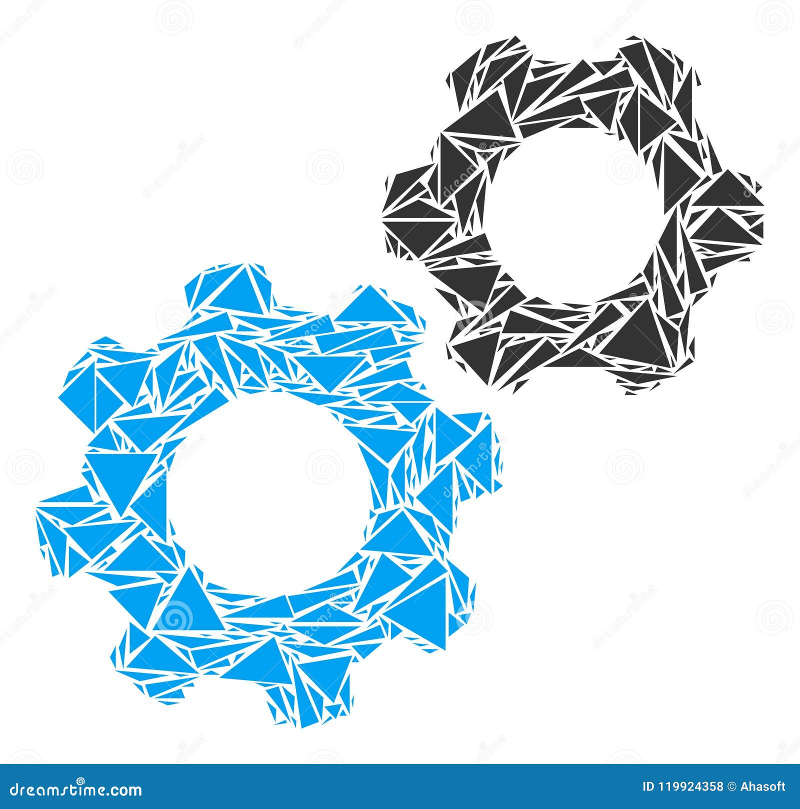 Gears Mosaic of Triangles stock vector. Illustration of polygonal ...