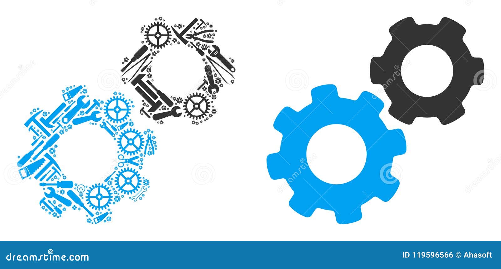 Gears Collage of Repair Tools Stock Vector - Illustration of ...