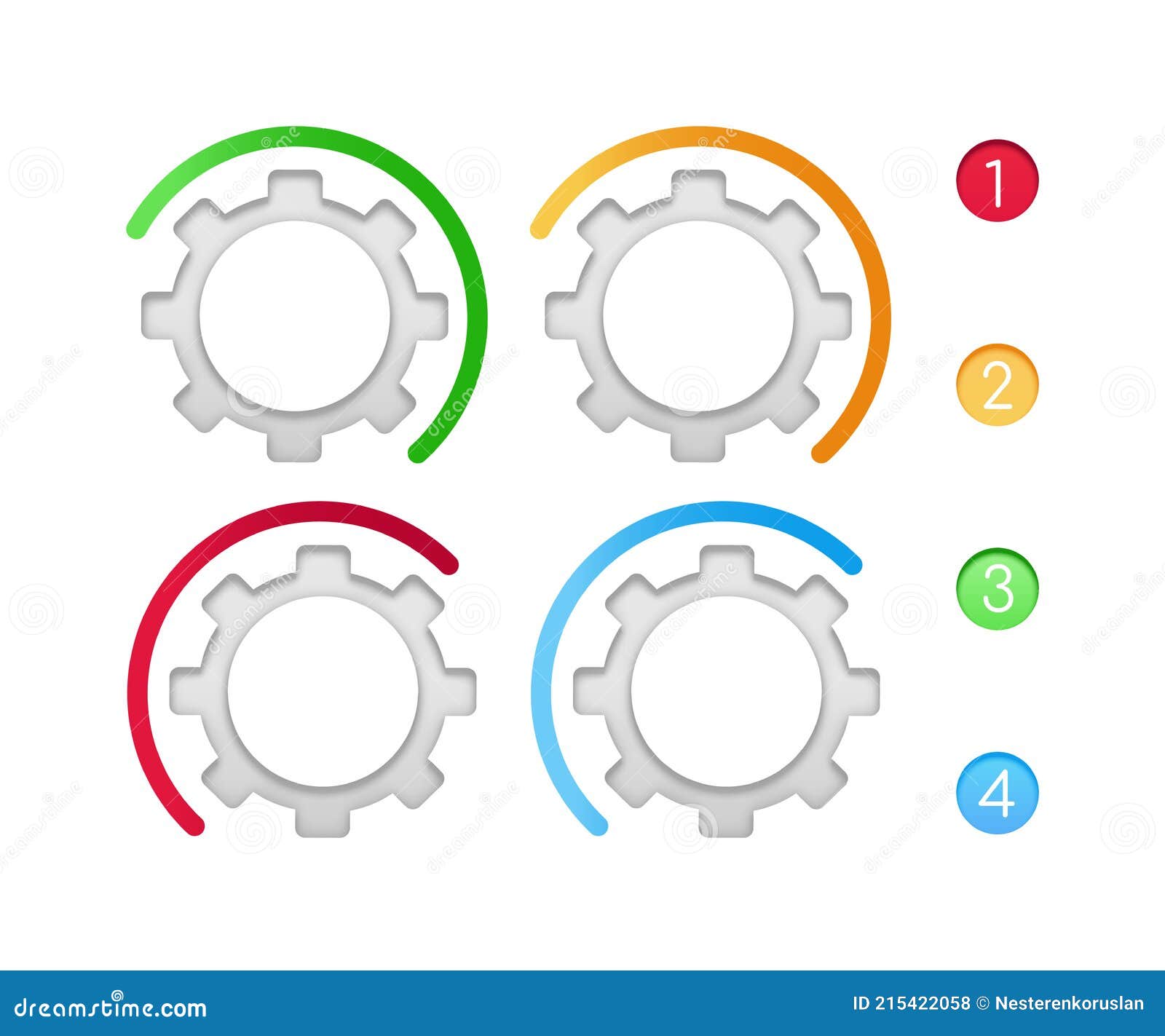 Gears with Color Line Vector Infographic Elements Set Stock Vector ...