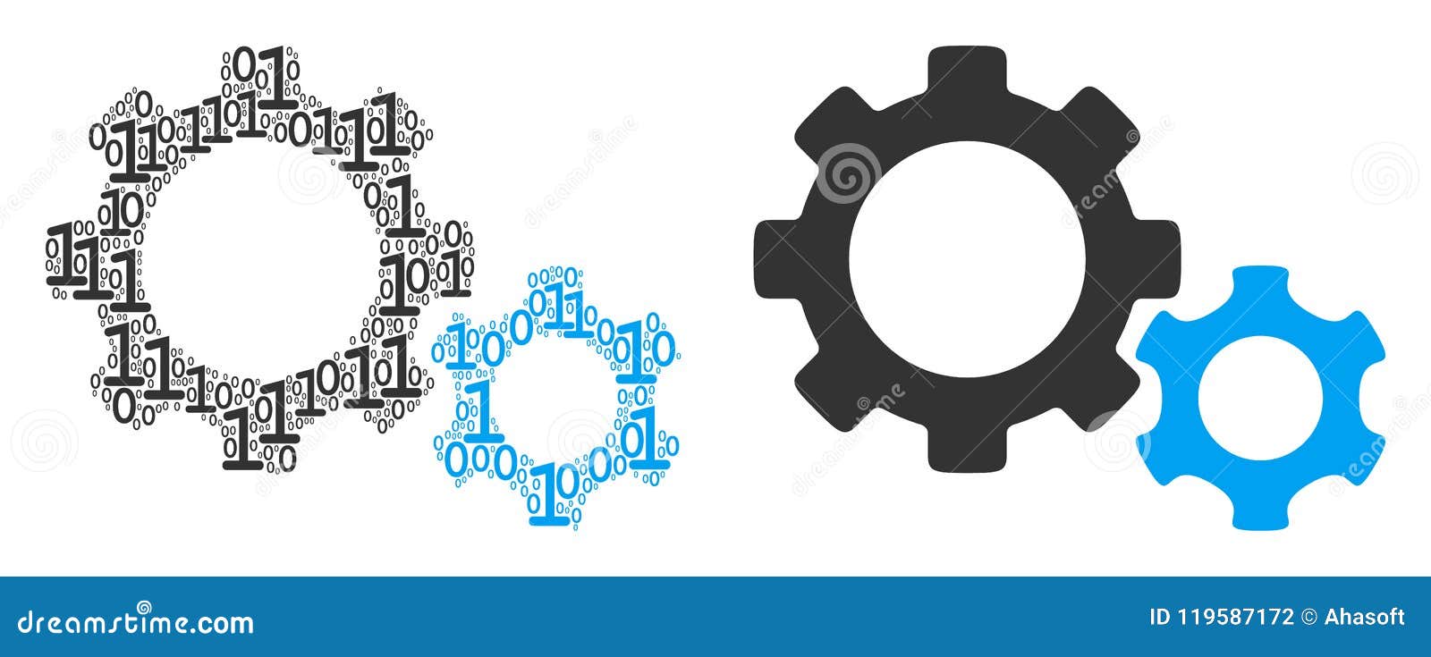 Gears Collage of Binary Digits Stock Vector - Illustration of apps ...