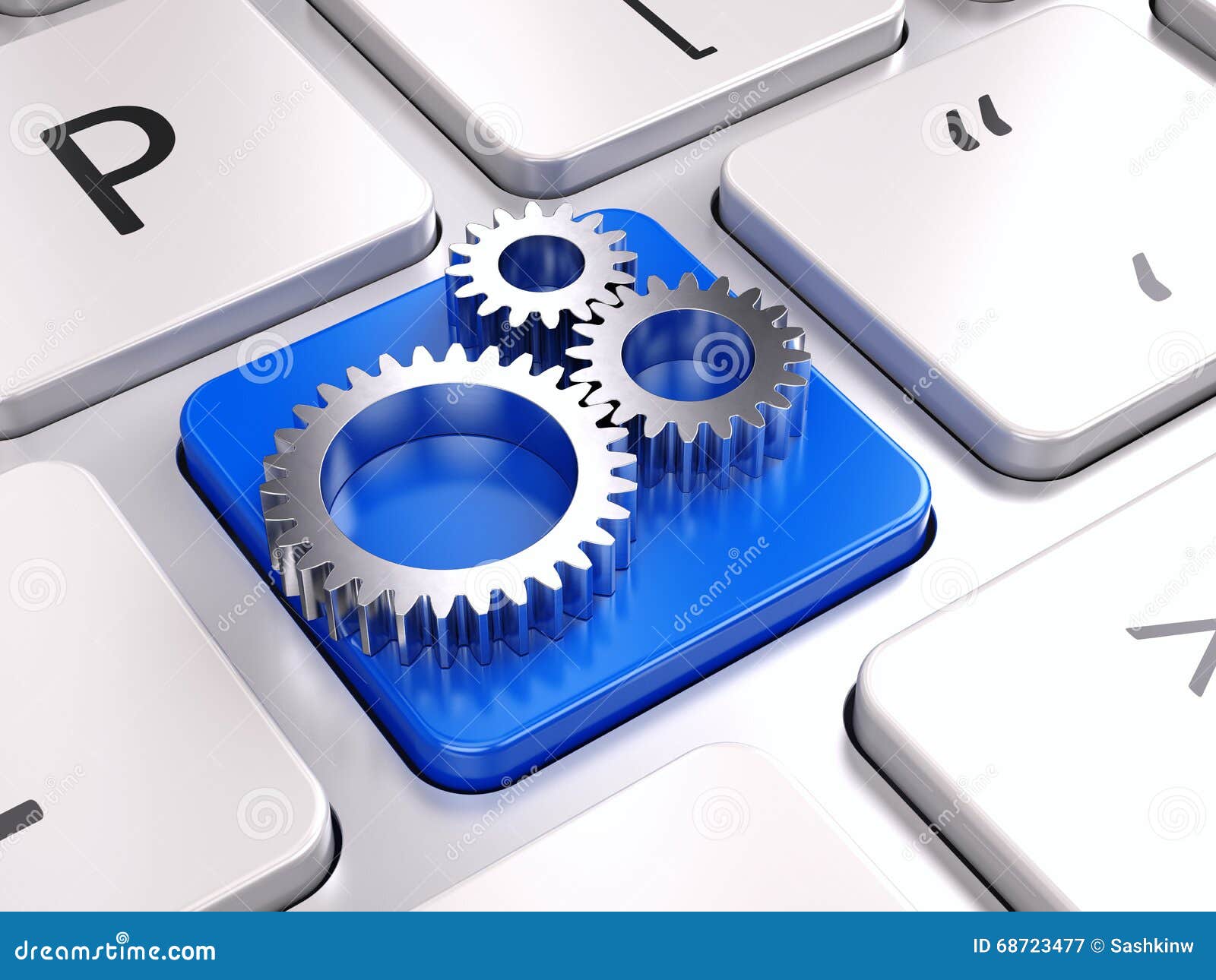 Gears on Computer Key Keyboard Stock Illustration - Illustration of ...