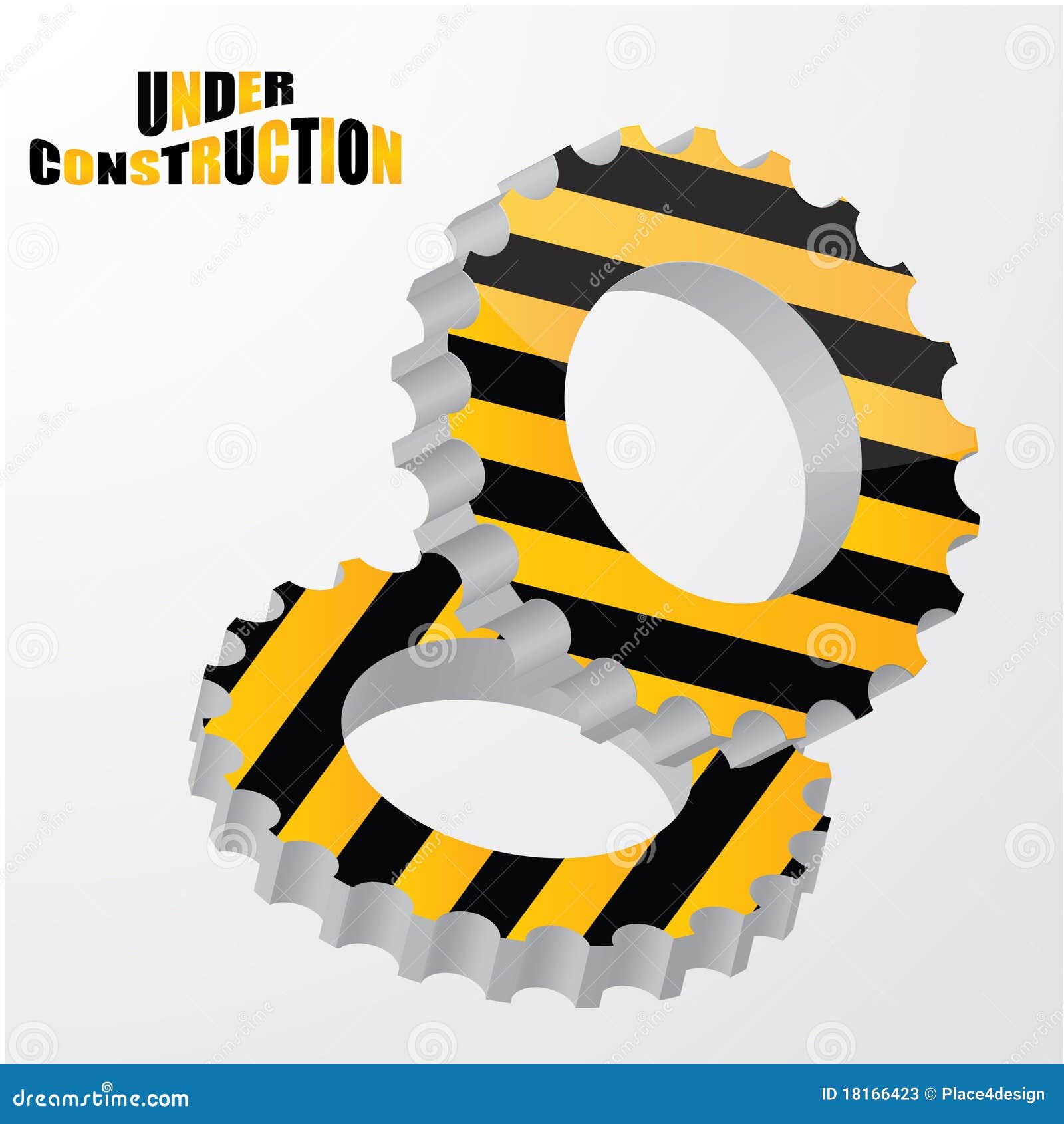 Gears and Construction Sign Stock Vector - Illustration of black ...