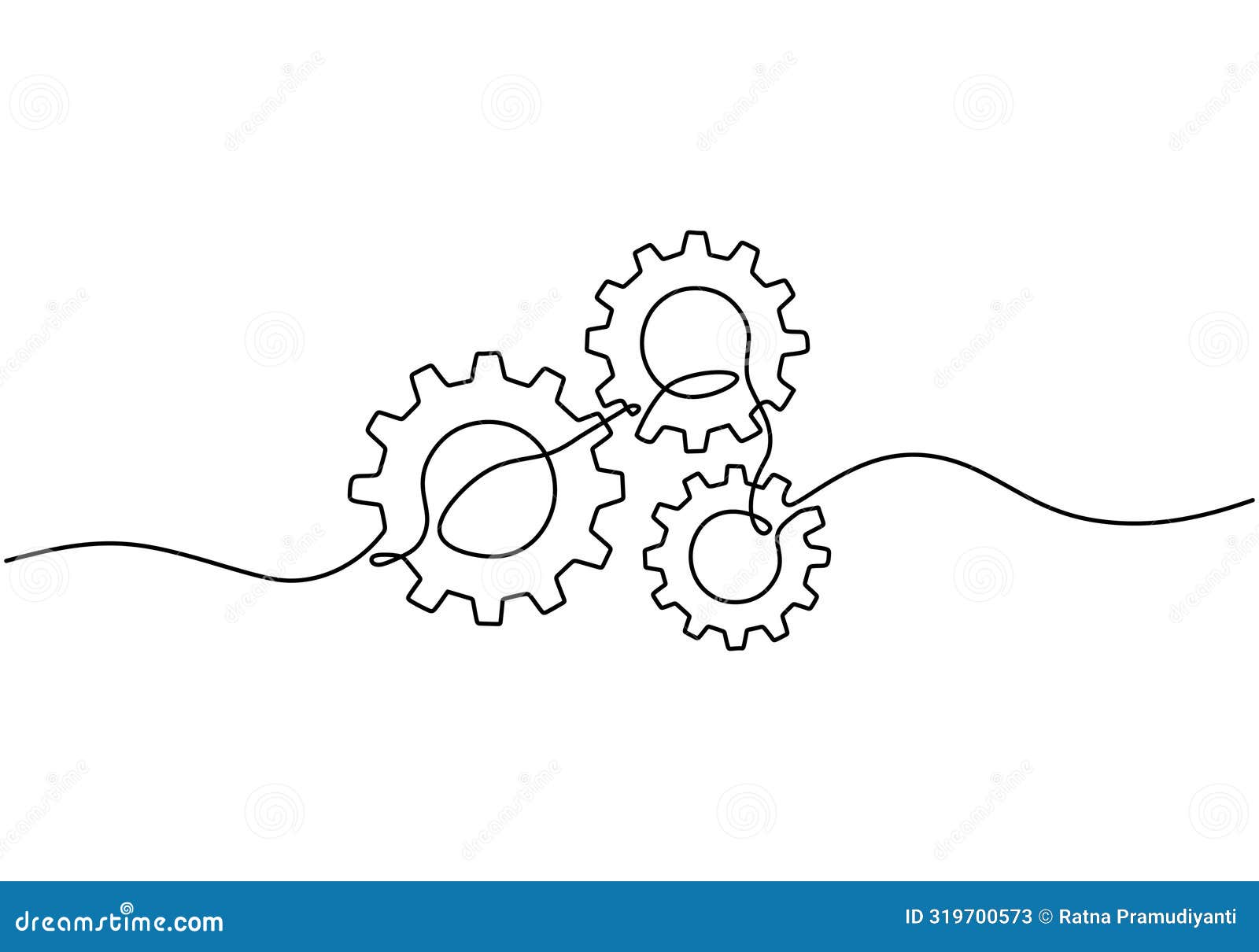 Gears Continuous Single Line Drawing Stock Vector - Illustration of ...