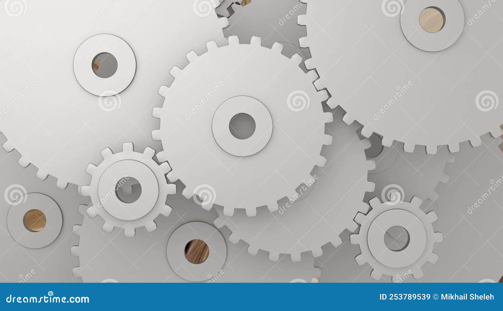 Gears of Different Sizes Rotate in Close-ups at Different Angular ...