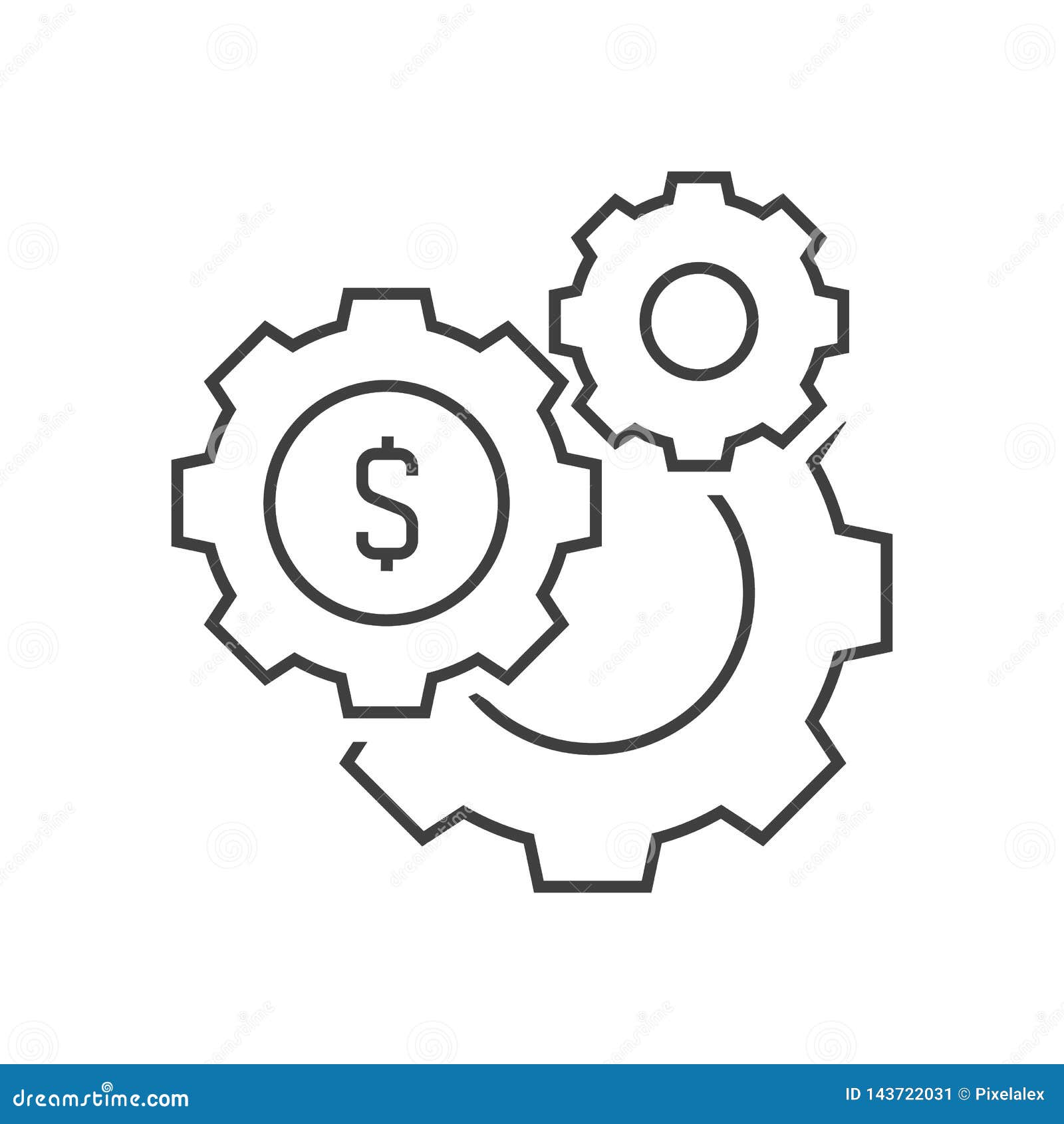 Gears with dollar sign stock vector. Illustration of vector - 143722031