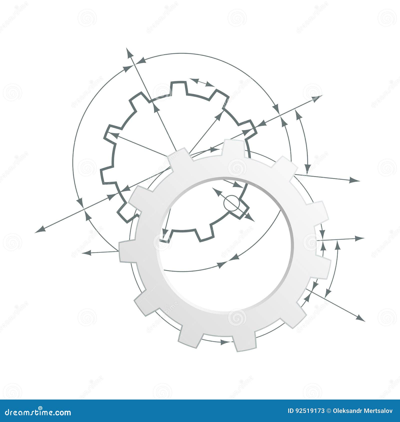 Gears in Engagement. Engineering Drawing Abstract Industrial Background ...