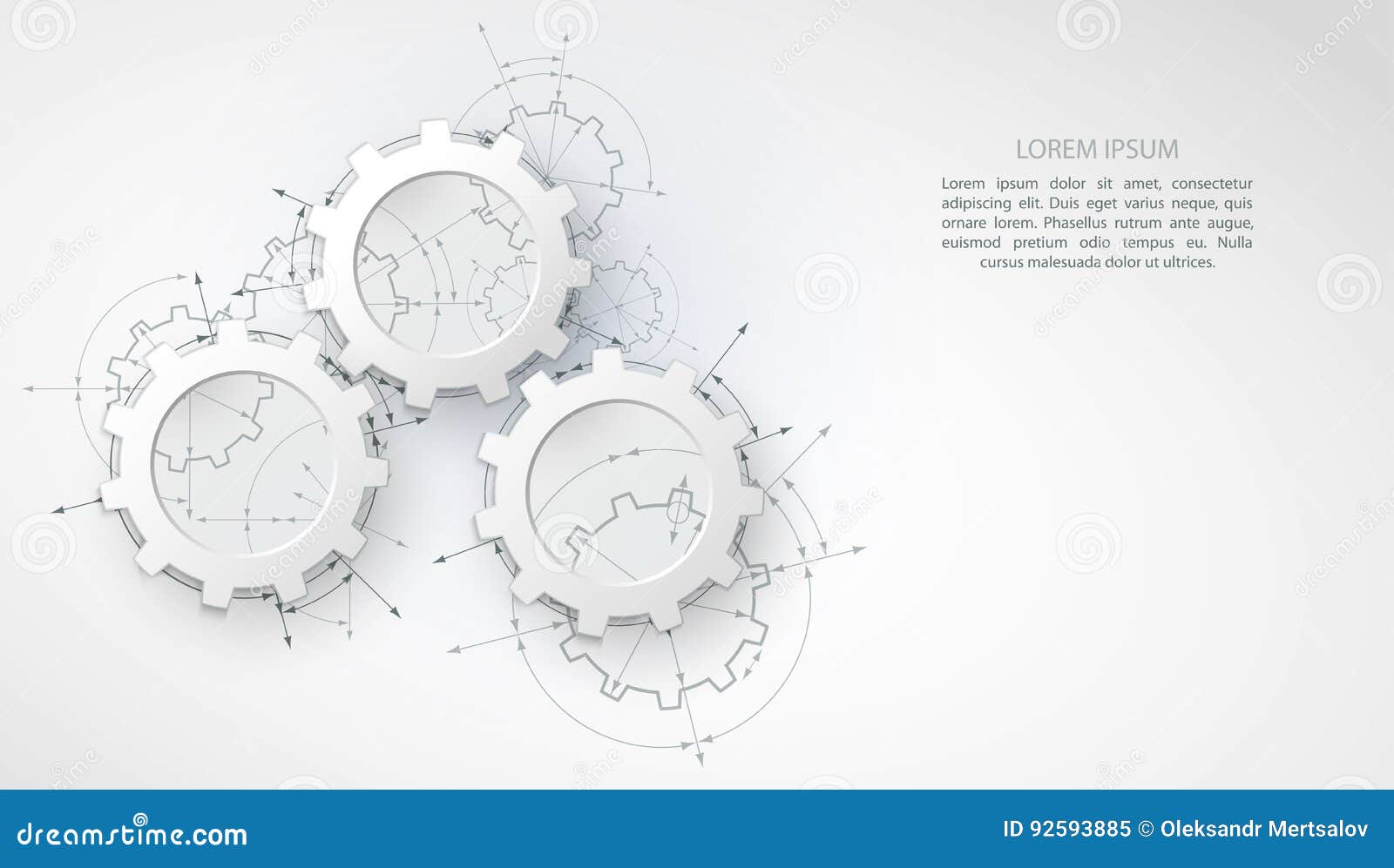 Gears in Engagement. Engineering Drawing Abstract Industrial Background ...