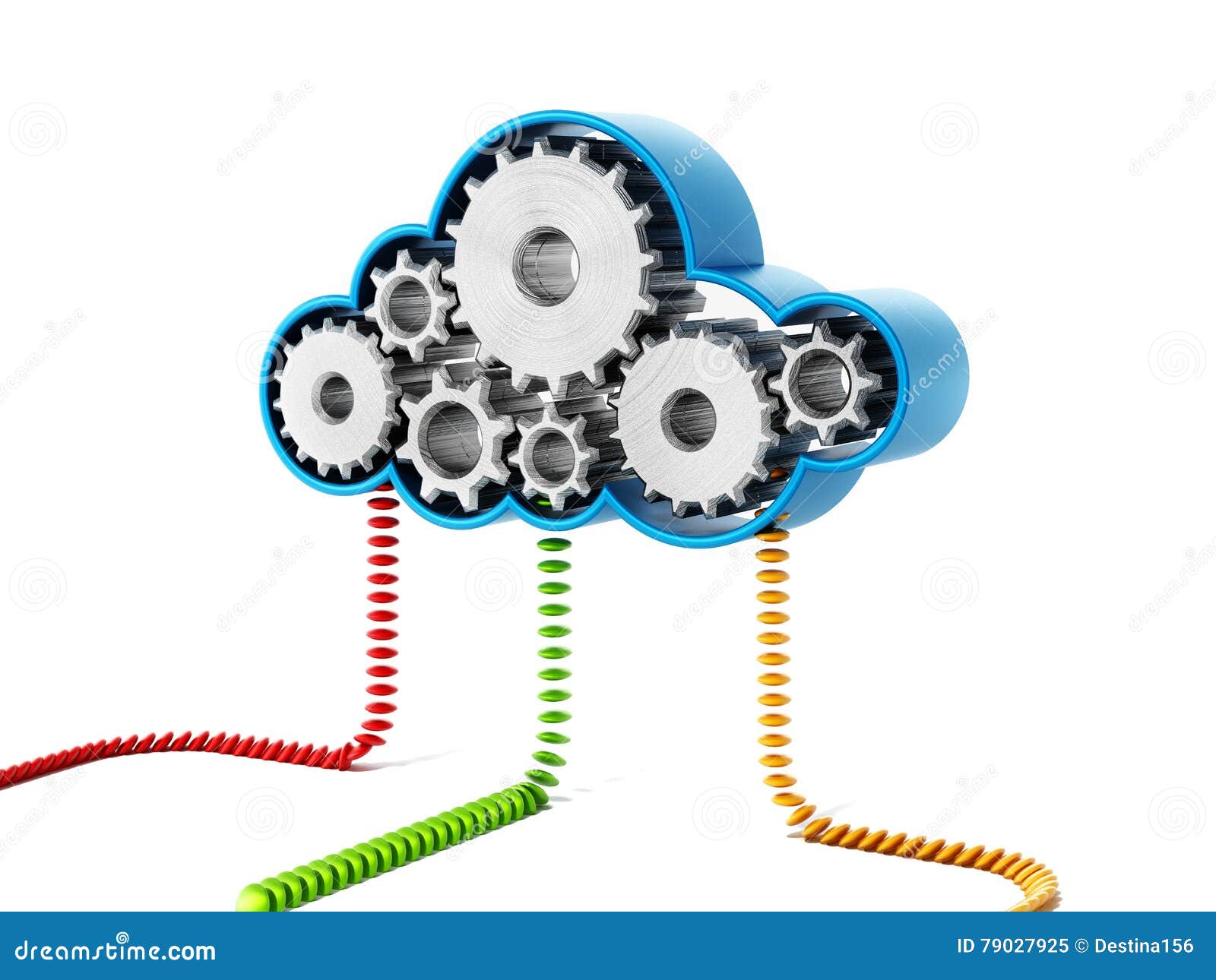 Gears Forming a Cloud Shape Connected with Colored Lines Stock ...