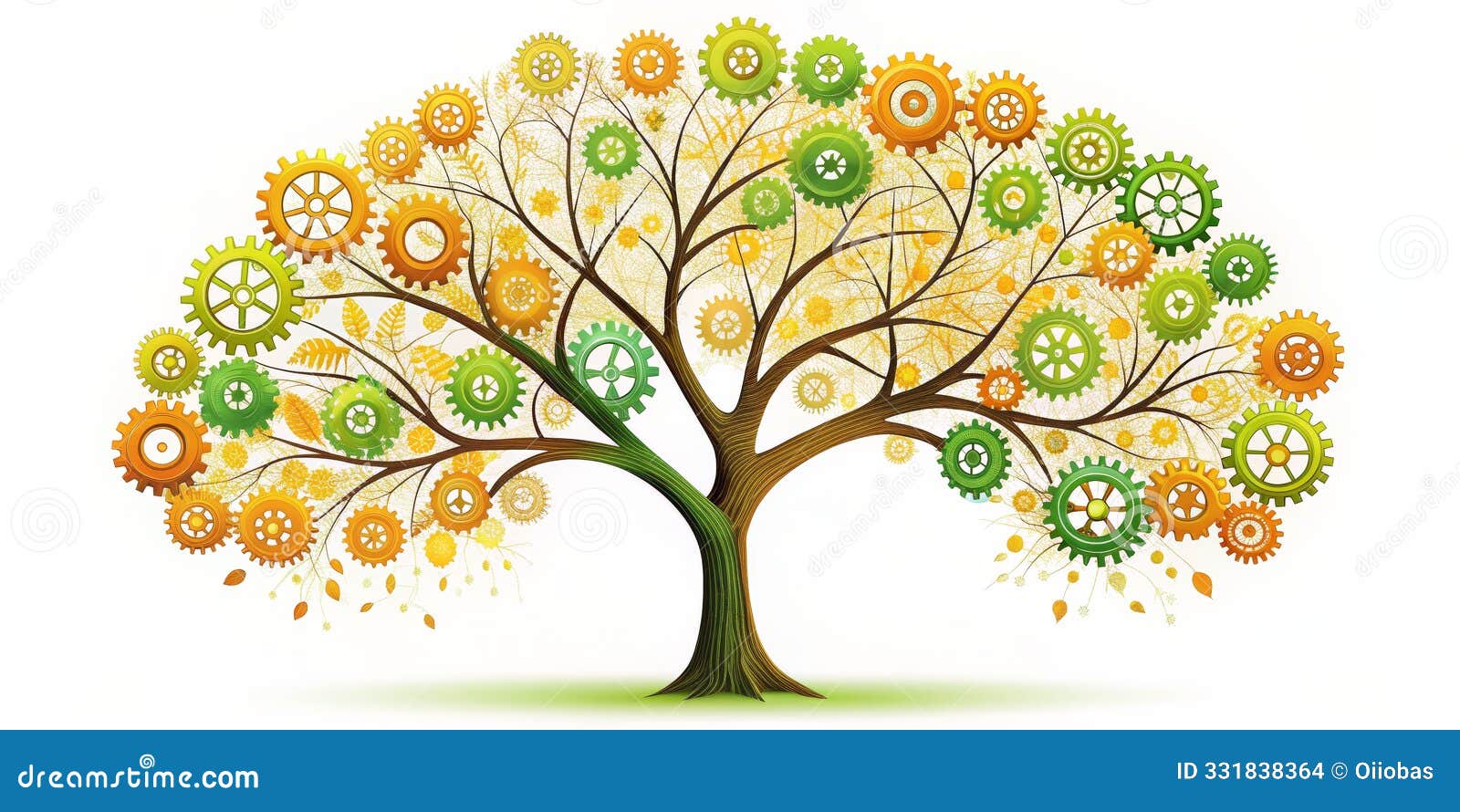 The Gears of Growth a Tree with Interlocking Cogs As Leaves, White ...