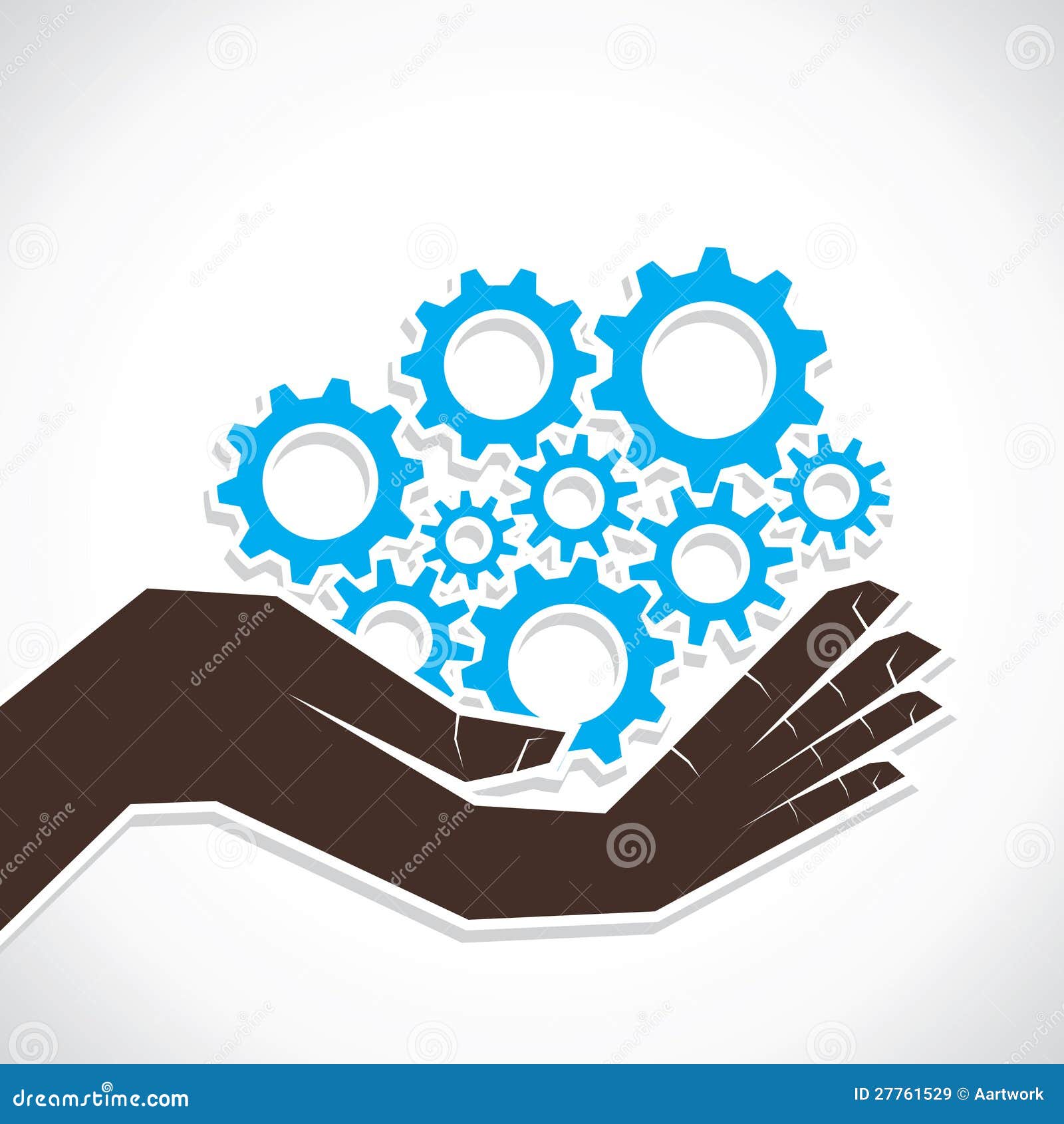 Gears on hand stock vector. Illustration of machinery - 27761529