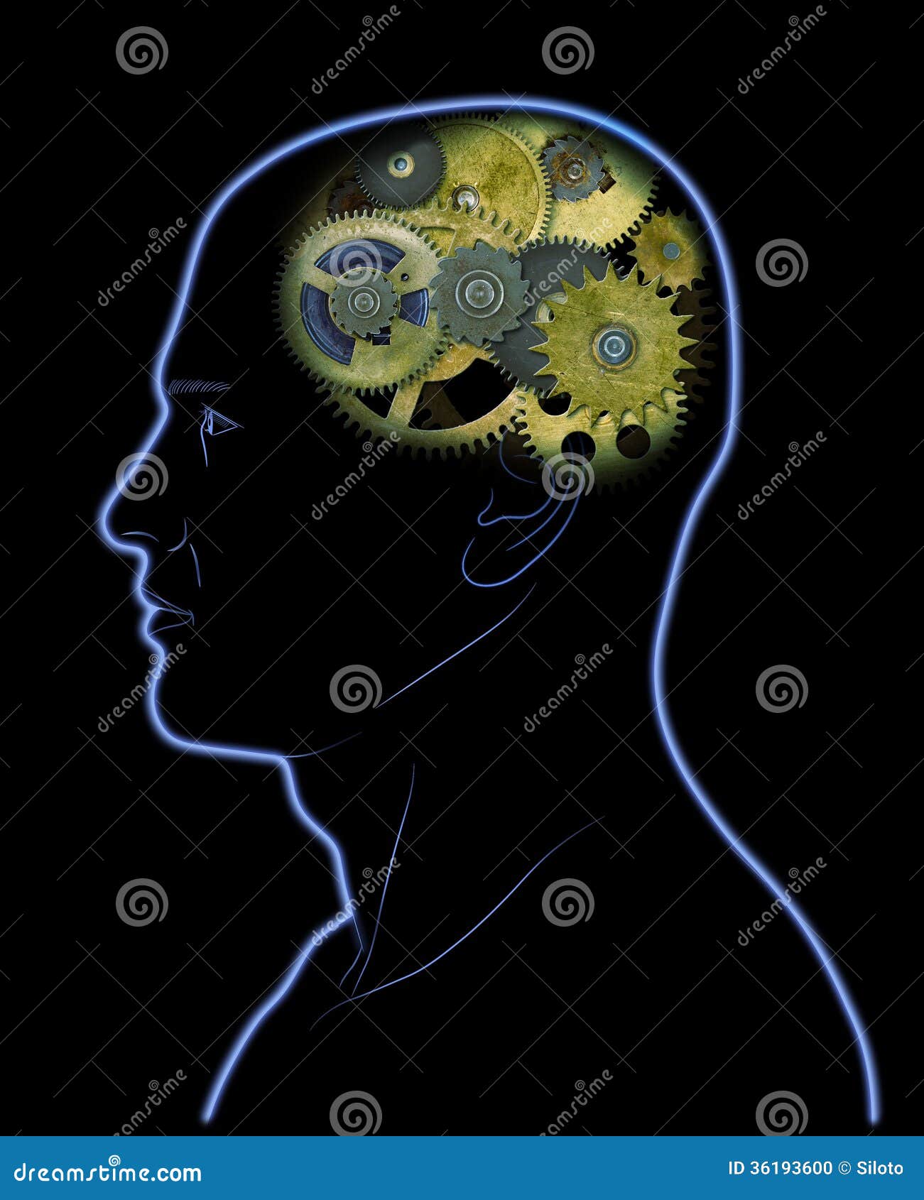 Gears in the Head stock illustration. Illustration of education - 36193600