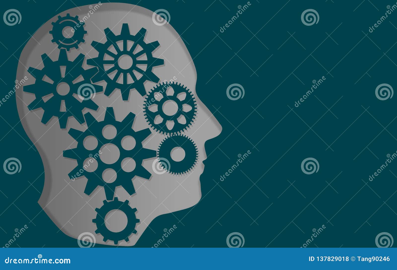 Gears in the Head, Human Thinking Concept Stock Illustration ...