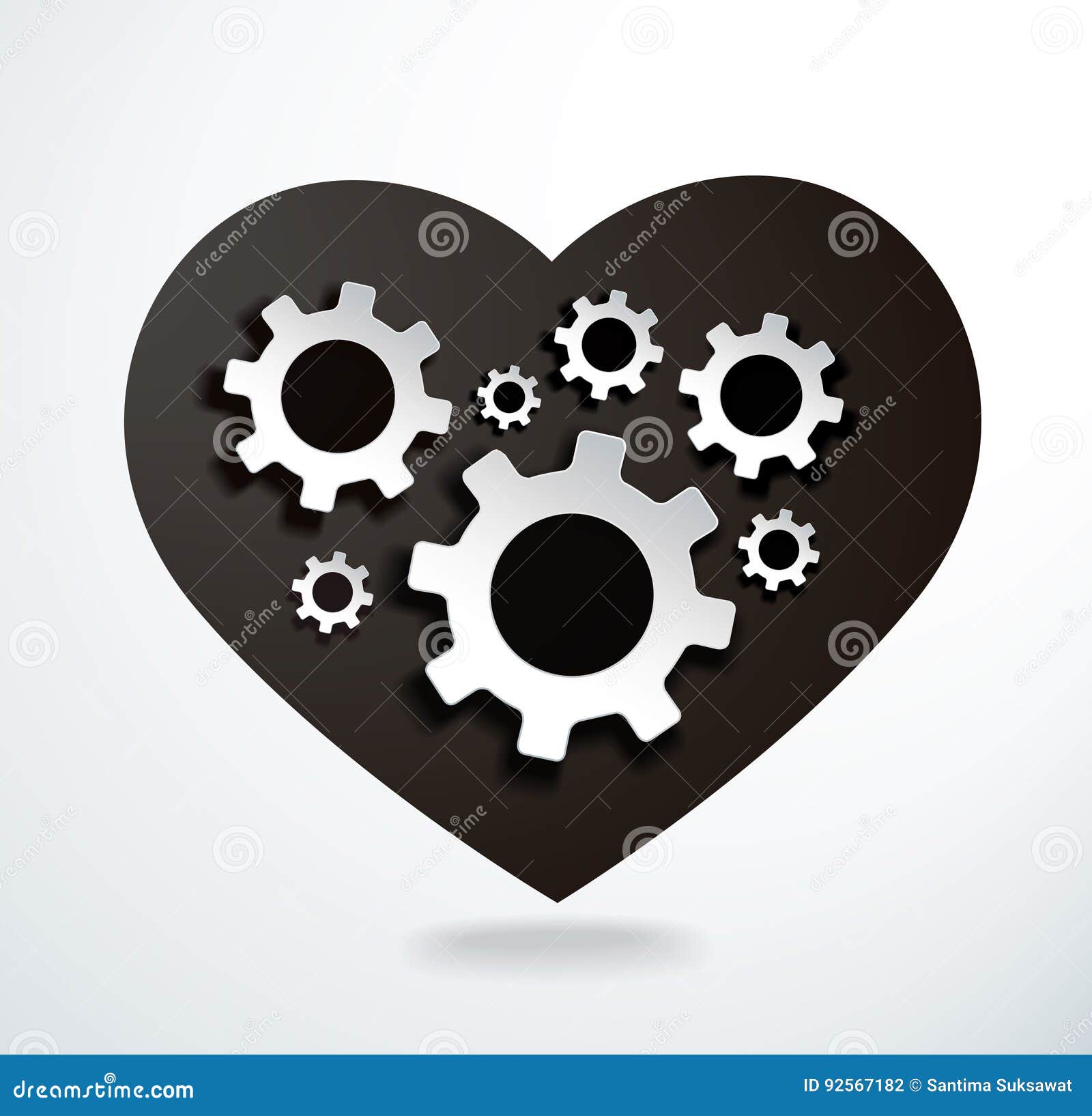 Gears in Heart Shape Vector Illustration Stock Vector - Illustration of ...