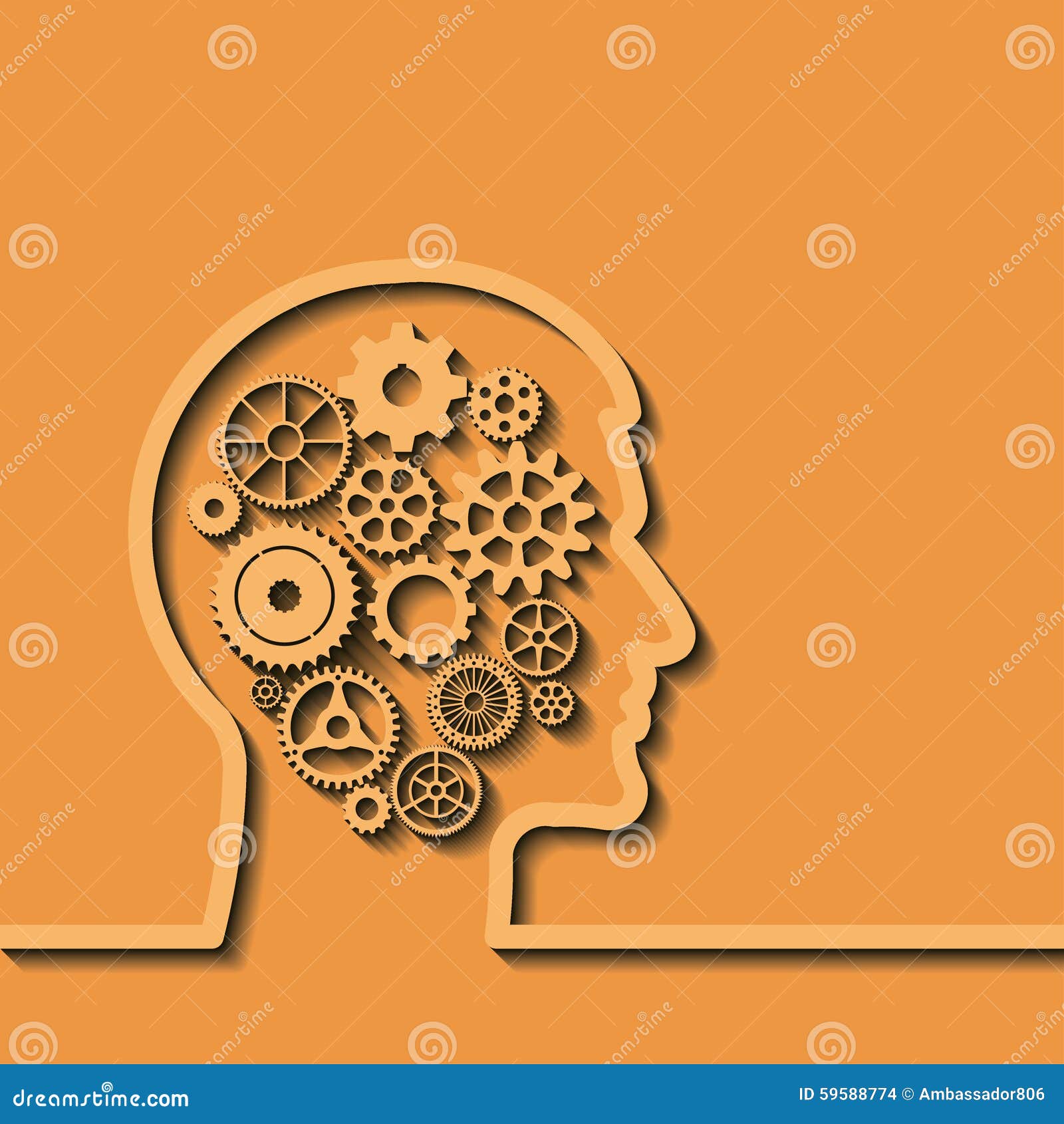 Gears In Human Head, Thinking Process. Vector | CartoonDealer.com #59588774